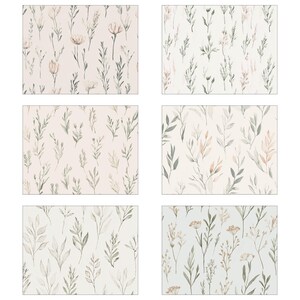 Neutral Floral Digital Paper Muted Flower Boho Pattern Botanical ...