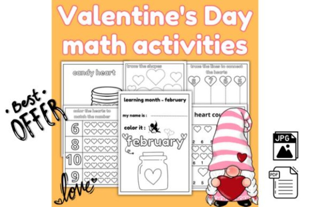 Valentines Math Activity Worksheet | Printable | Instant Download - Etsy