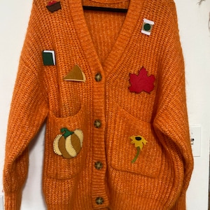 Cozy Knit Fall Cardigan With Custom Patches - Etsy