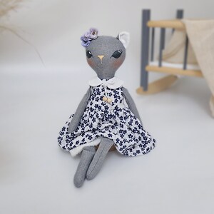 Handmade Cotton Cat Doll, Floral Dress, Children's Decor (40cm) - Etsy