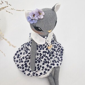 Handmade Cotton Cat Doll, Floral Dress, Children's Decor (40cm) - Etsy