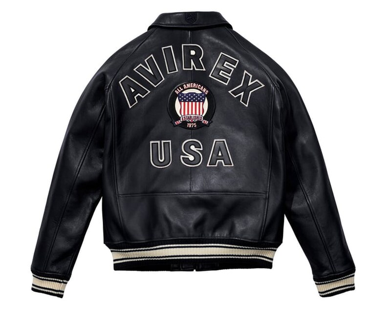 Avirex USA American Flight Men's Black Real Leather Bomber Jacket - Etsy