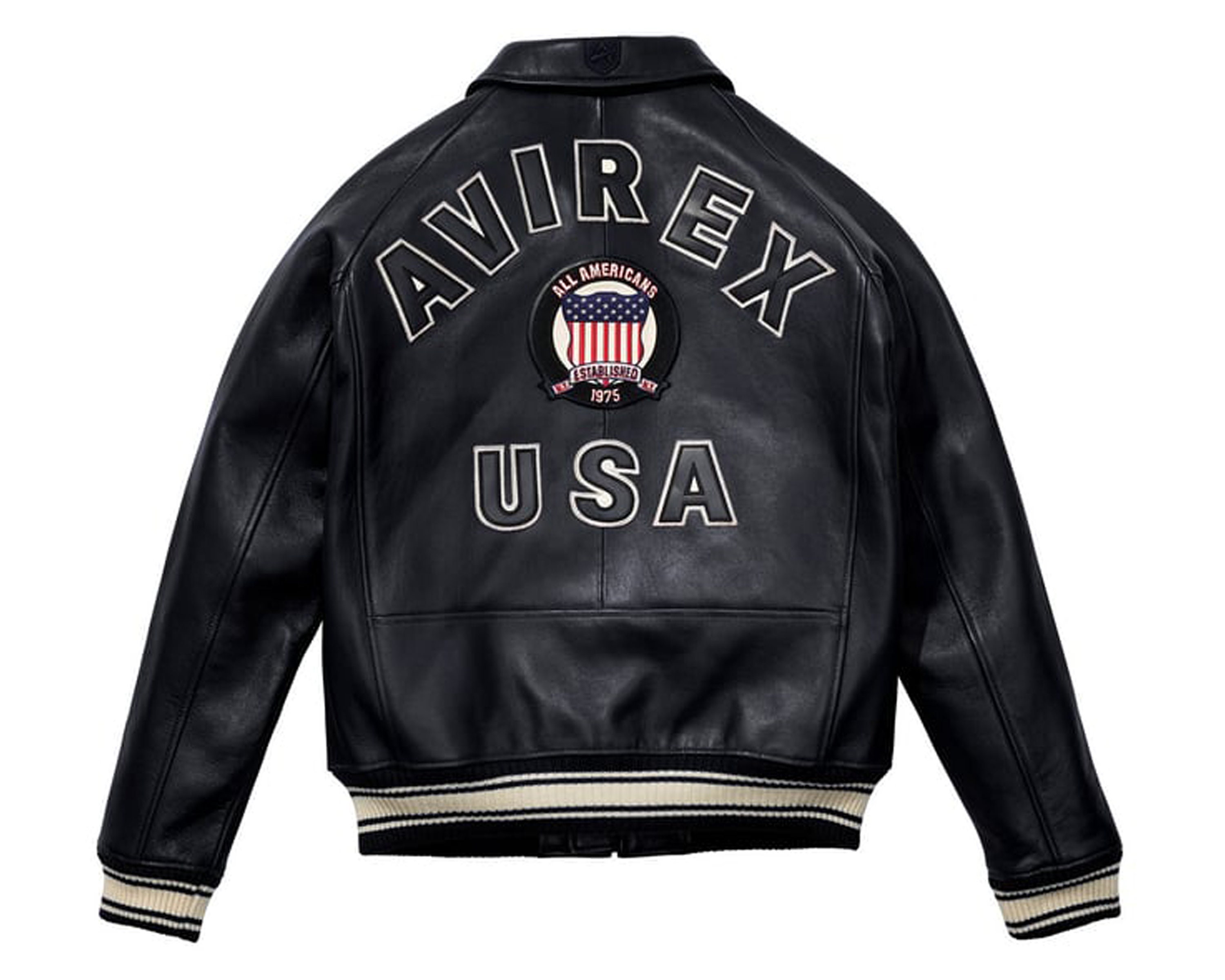 Avirex USA American Flight Men's Black Real Leather Bomber Jacket - Etsy