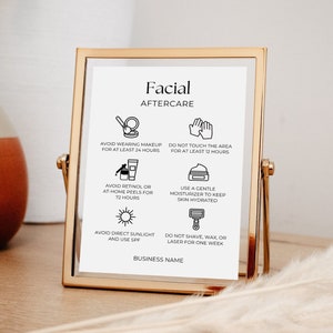 Facial Aftercare Sign Template | Printable Spa Sign, Business Sign ...