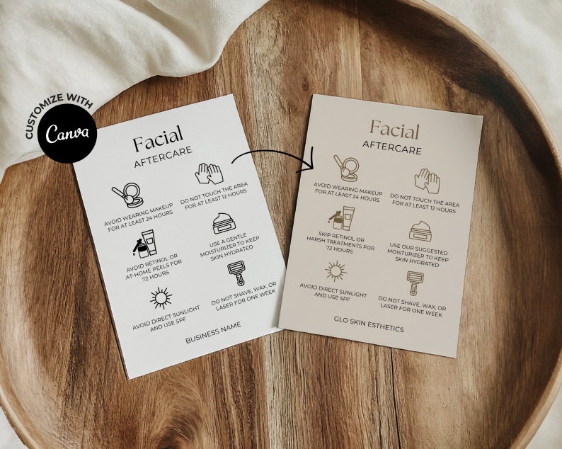 Facial Aftercare Sign Template Printable Spa Sign, Business Sign Canva ...