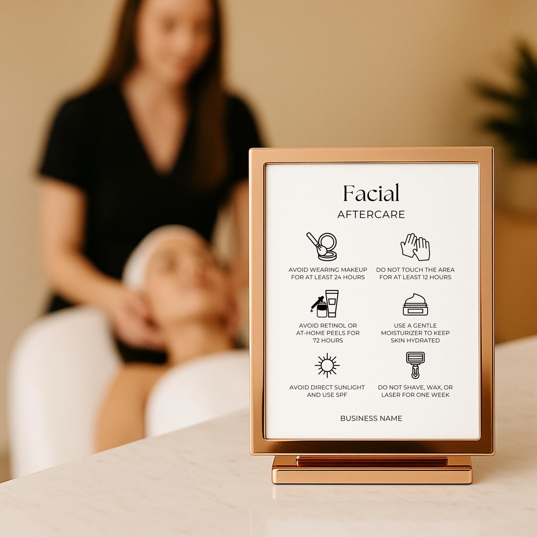 Facial Aftercare Sign Template | Printable Spa Sign, Business Sign ...