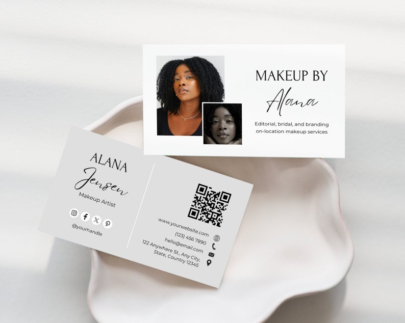 Makeup Artist Business Card Template | Canva Business Card | MUA ...
