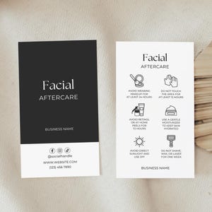 Facial Aftercare Card Template Canva | Editable Facial Care Tips Card ...