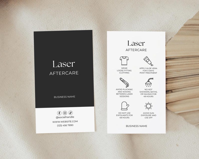 Laser Hair Removal Aftercare Card Template Canva | Editable Laser Hair ...