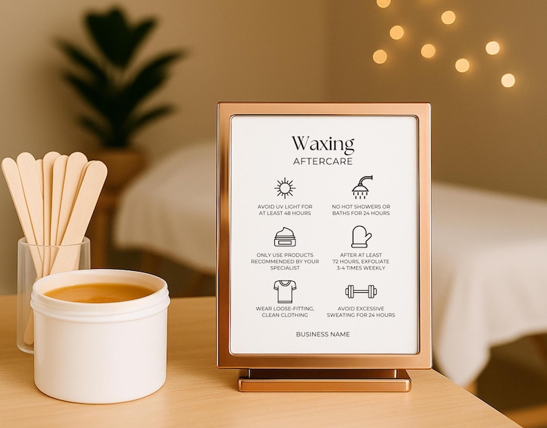 Waxing Aftercare Sign Template Canva | Salon Decor | Aftercare Advice ...