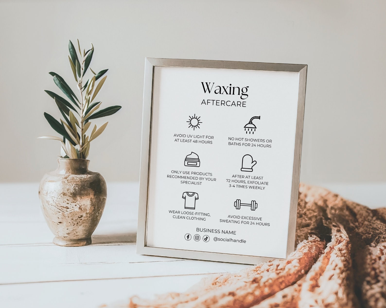 Waxing Aftercare Sign Template Canva | Salon Decor | Aftercare Advice ...