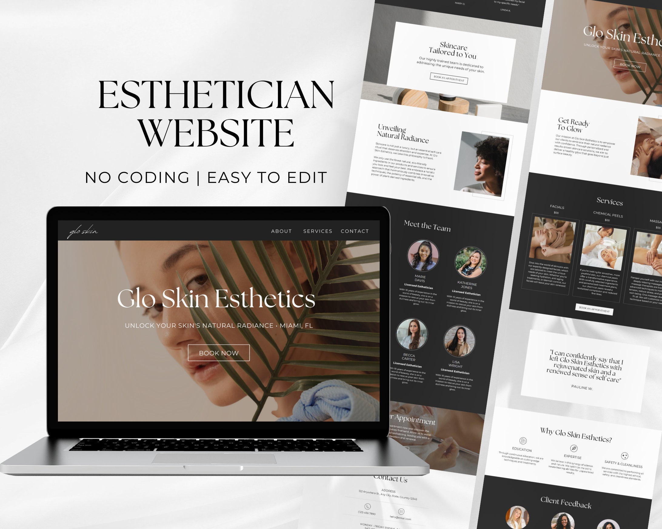 Esthetician Canva Website Template | Skincare Canva Website | Medspa ...