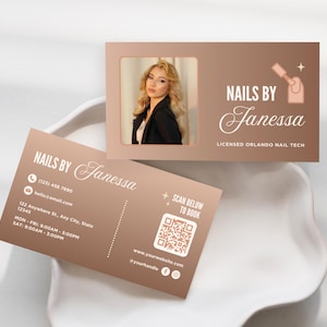 Nail Tech Business Card Template | Editable Nail Technician Business ...