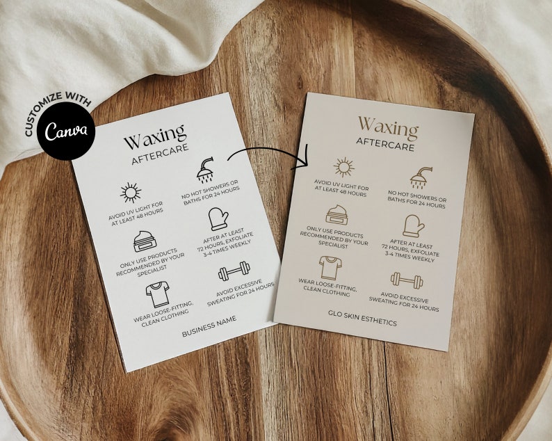 Waxing Aftercare Sign Template Canva | Salon Decor | Aftercare Advice ...