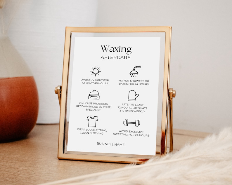 Waxing Aftercare Sign Template Canva | Salon Decor | Aftercare Advice ...