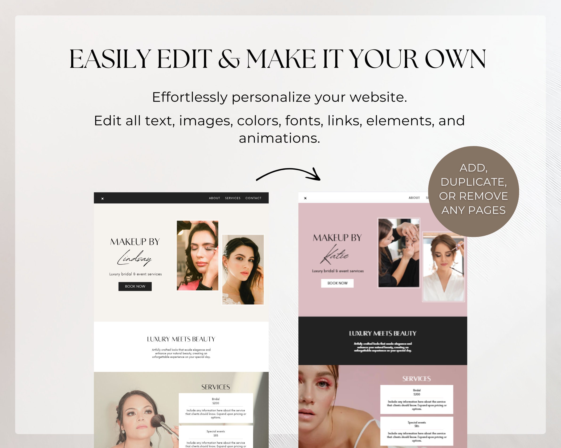 Makeup Artist Website Canva Template | Makeup Portfolio | Professional ...