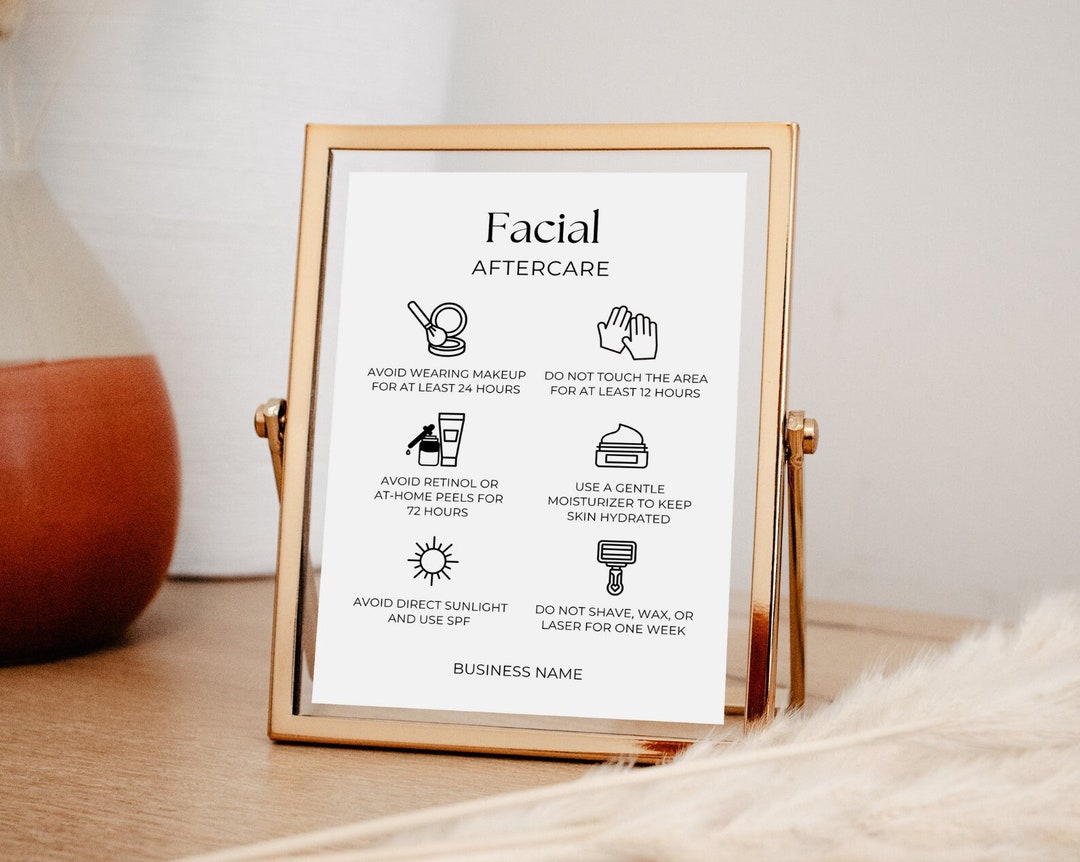 Facial Aftercare Sign Template Printable Spa Sign, Business Sign Canva ...
