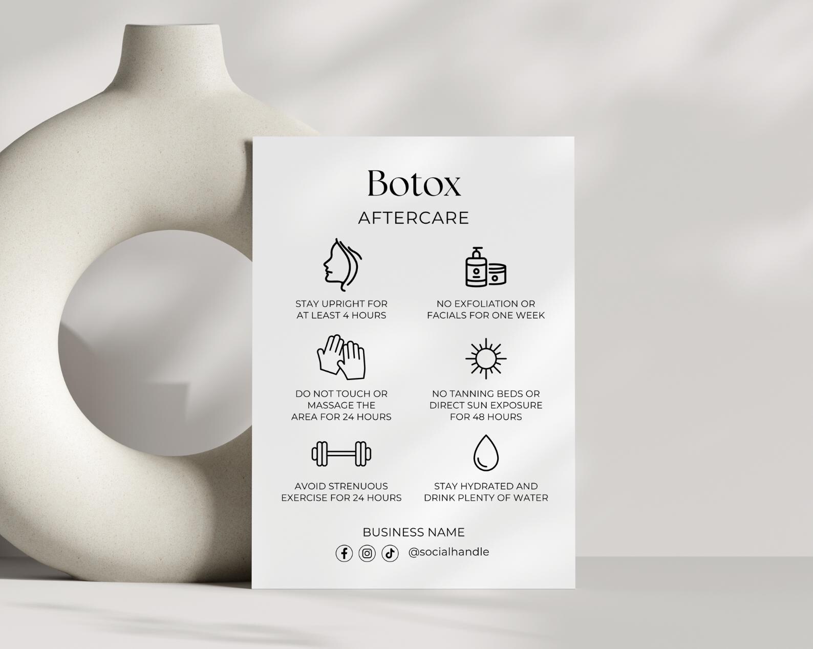Botox Aftercare Sign Template | Canva | Botox Aftercare Advice ...