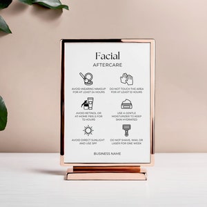 Facial Aftercare Sign Template | Printable Spa Sign, Business Sign ...