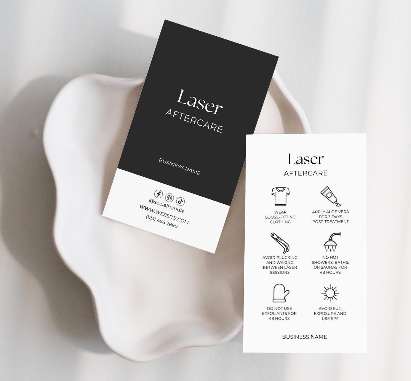 Laser Hair Removal Aftercare Card Template Canva | Editable Laser Hair ...