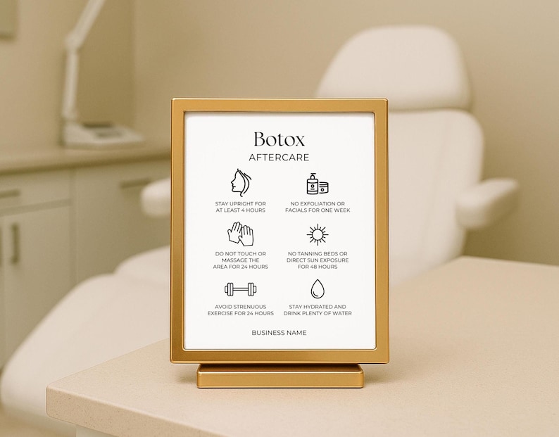 Botox Aftercare Sign Template | Canva | Botox Aftercare Advice ...