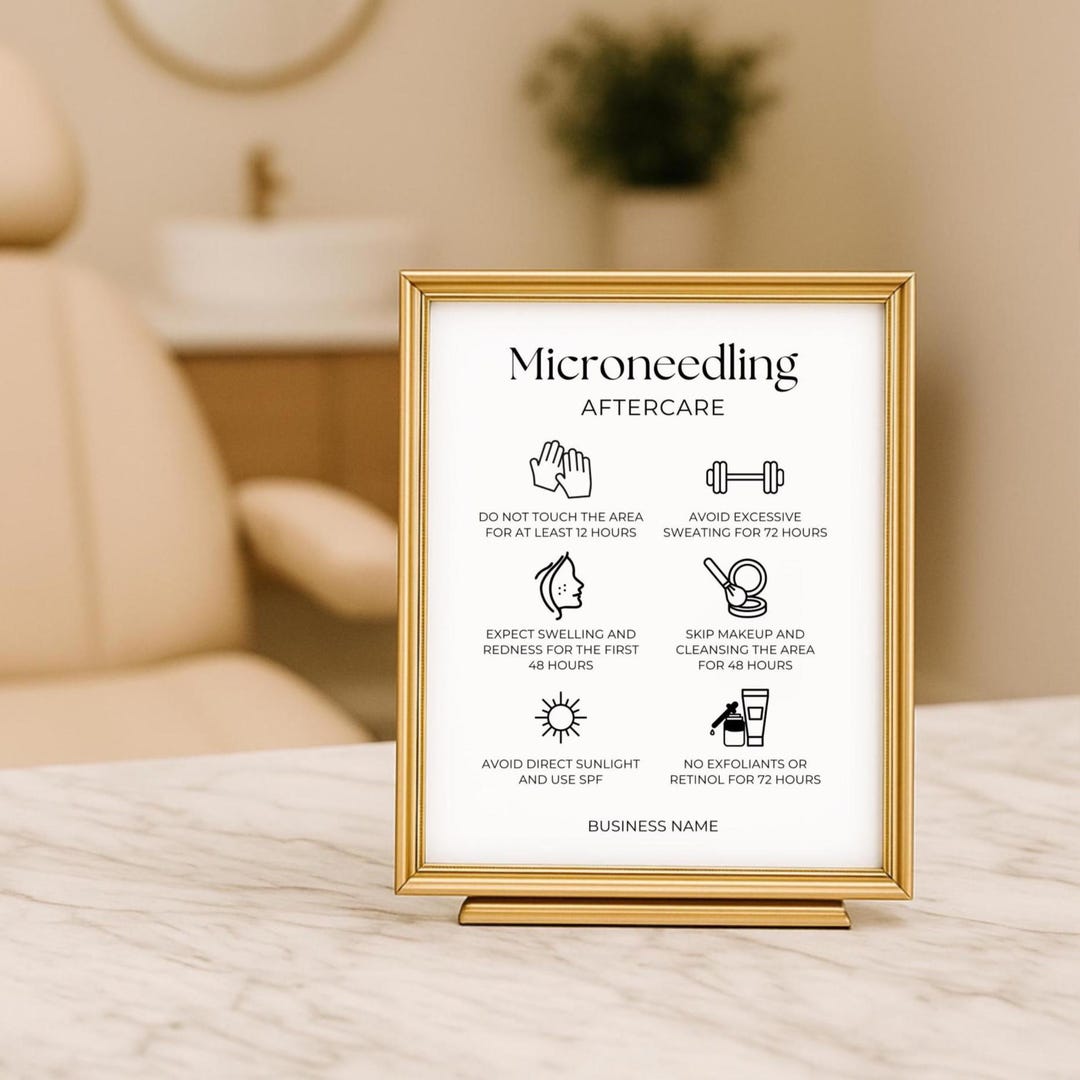 Microneedling Aftercare Sign Template | Printable Spa Sign, Business ...