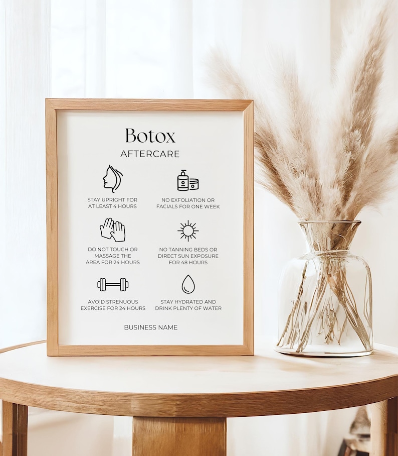 Botox Aftercare Sign Template | Canva | Botox Aftercare Advice ...