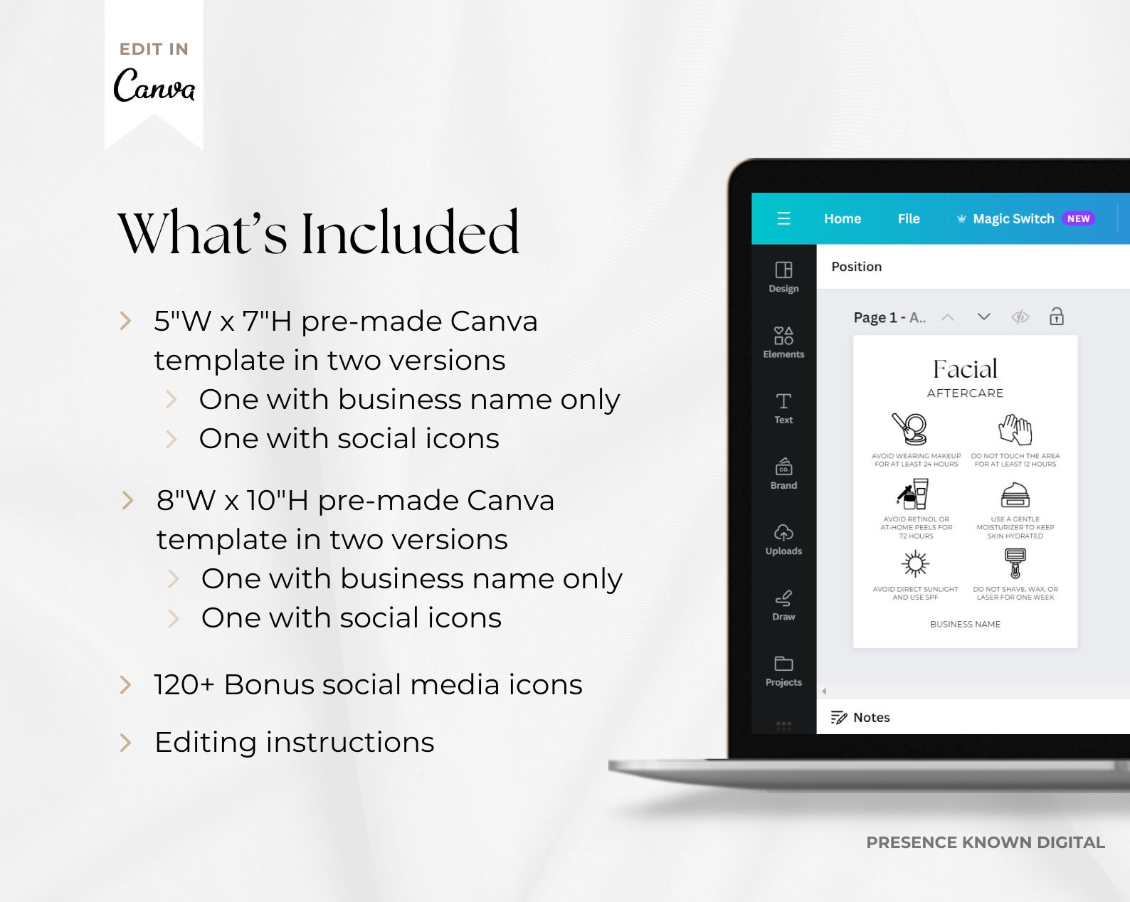 Facial Aftercare Sign Template Printable Spa Sign, Business Sign Canva ...