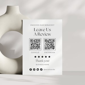 Leave a Review Sign Template | Canva | QR Code Sign | Facebook Review ...