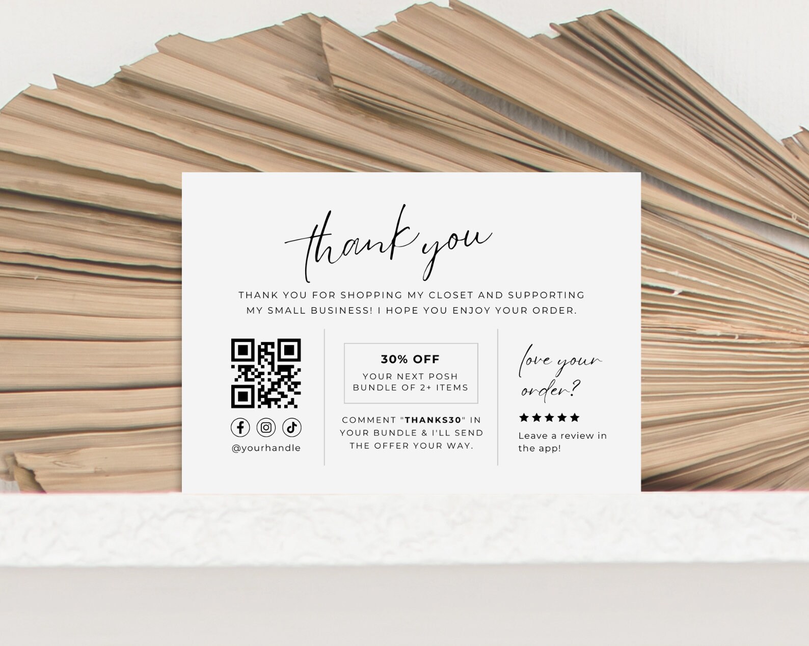 Poshmark Thank You Card Template, Canva Thanks for Your Purchase Card ...