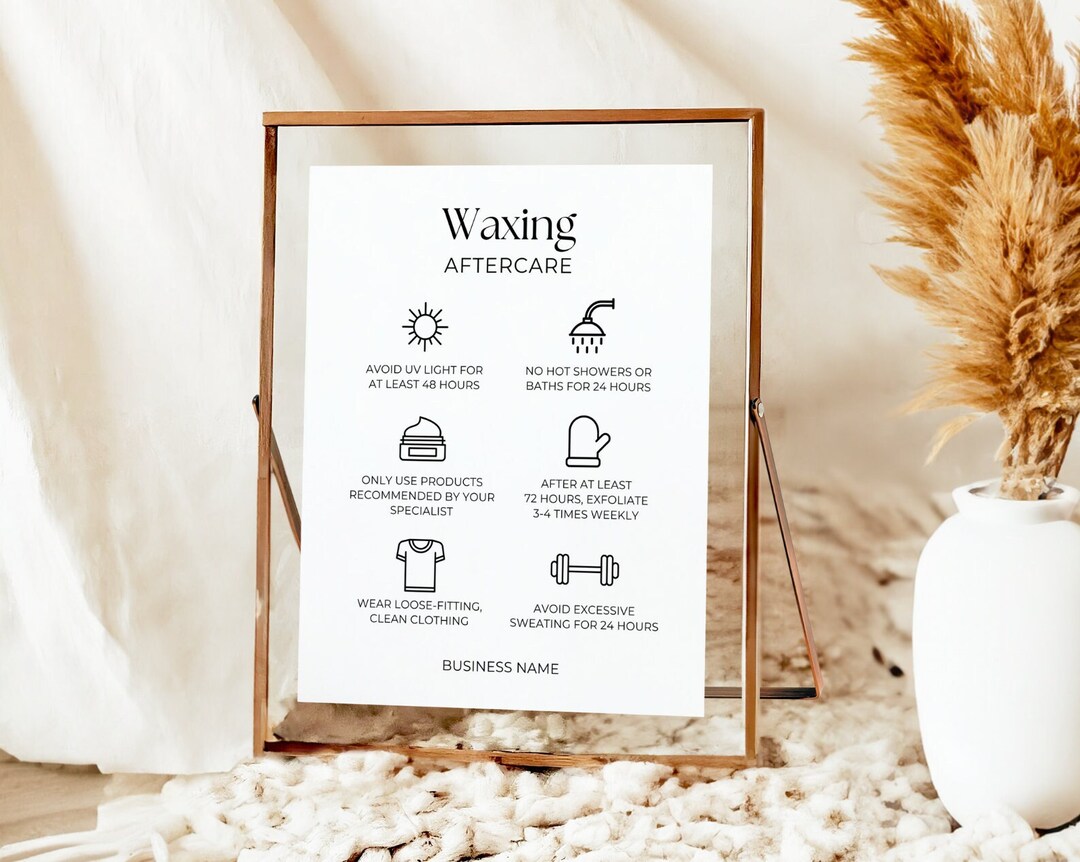 Waxing Aftercare Sign Template Canva | Salon Decor | Aftercare Advice ...