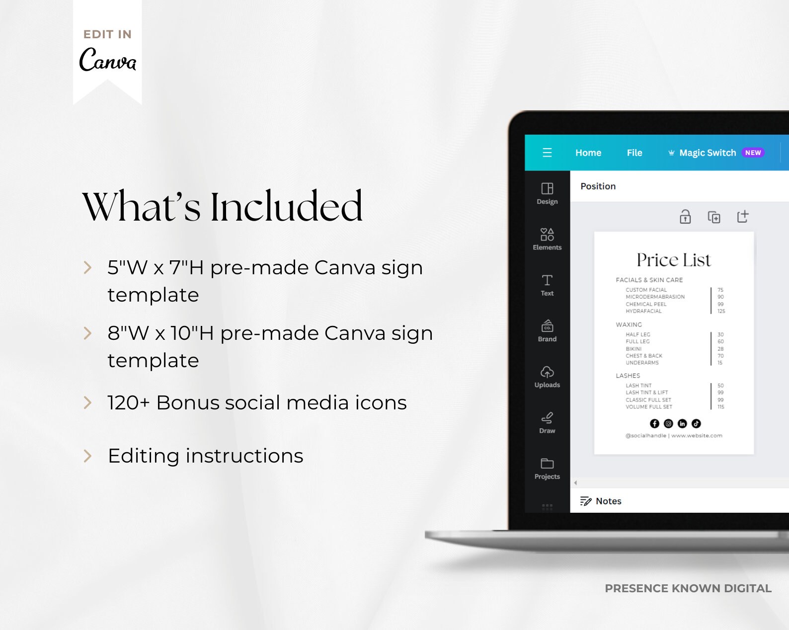 Price List Template | Canva | Service Menu, Service Price List Sign ...