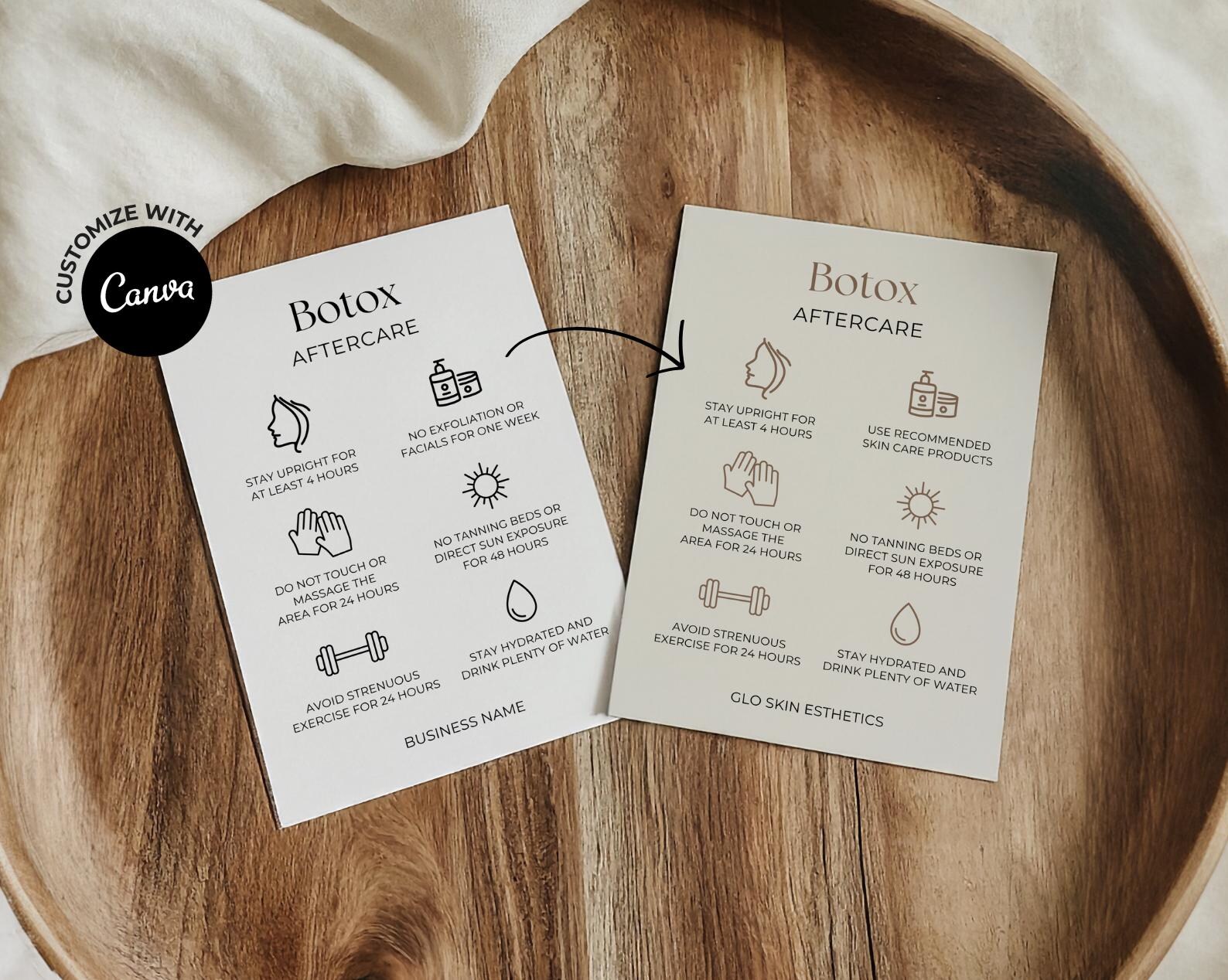 Botox Aftercare Sign Template | Canva | Botox Aftercare Advice ...