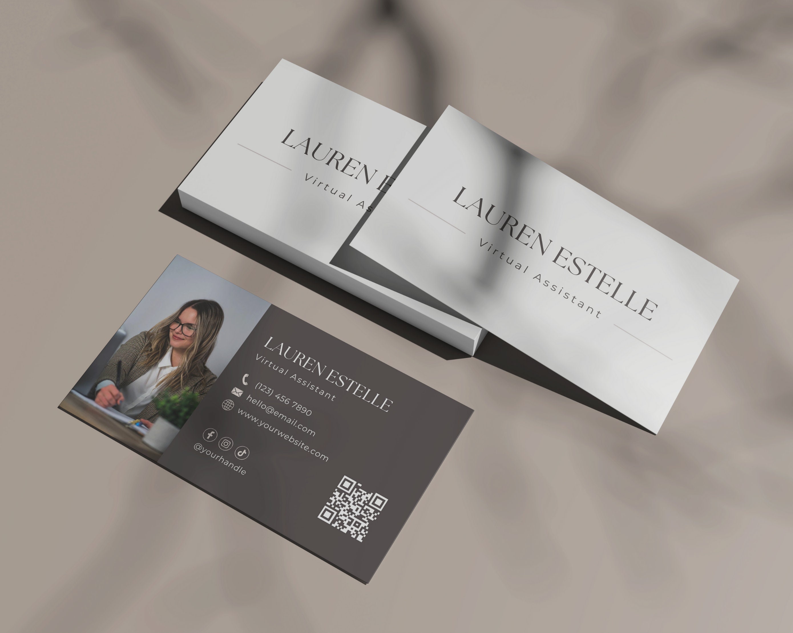 Virtual Assistant Business Card Template | Canva Business Card | VA ...