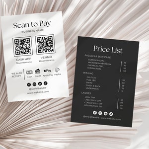 Scan to Pay Sign & Price List Template Set | Canva | QR Code Sign ...