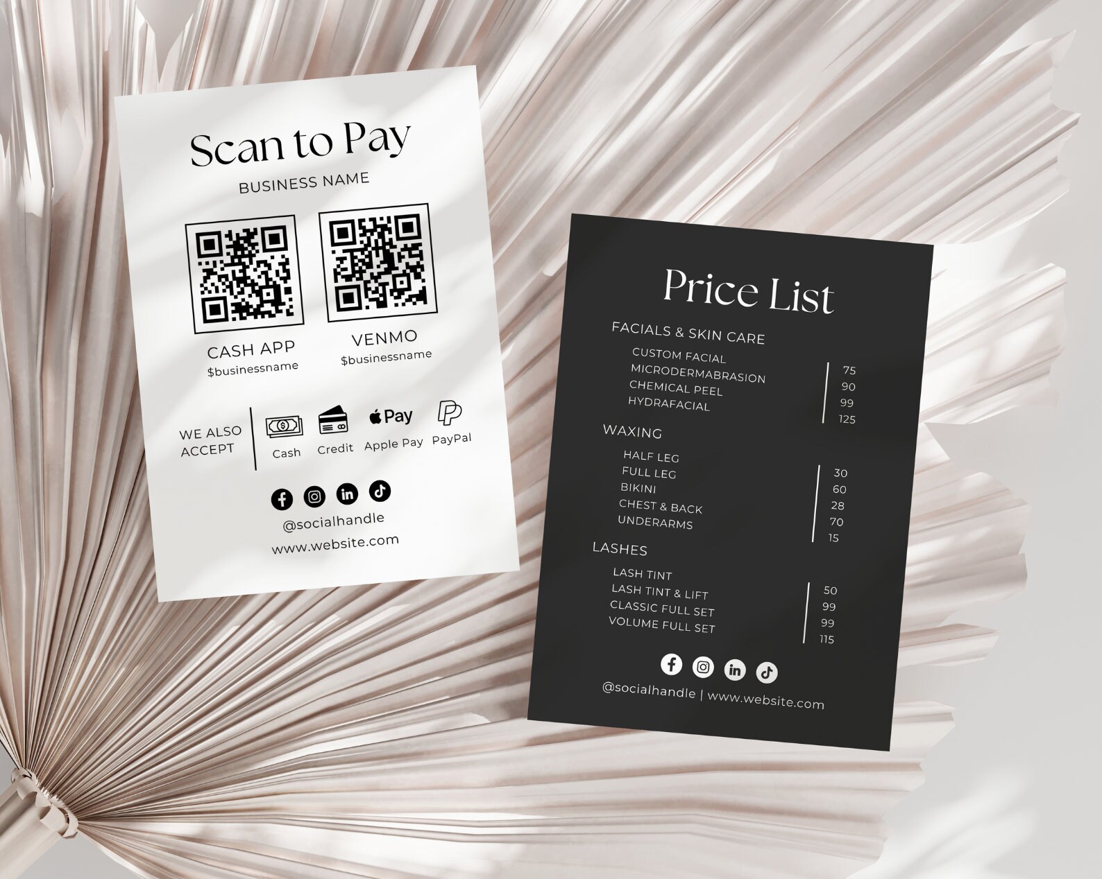 Scan to Pay Sign & Price List Template Set | Canva | QR Code Sign ...
