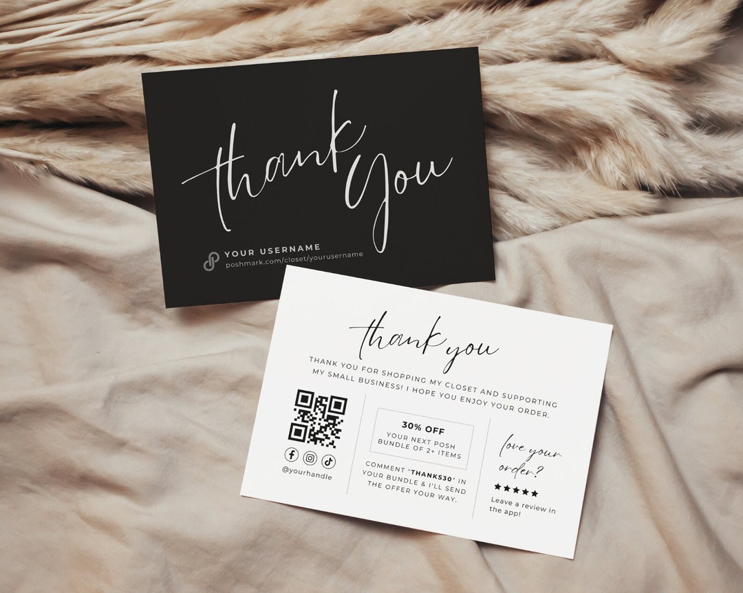 Poshmark Thank You Card Template, Canva Thanks for Your Purchase Card ...