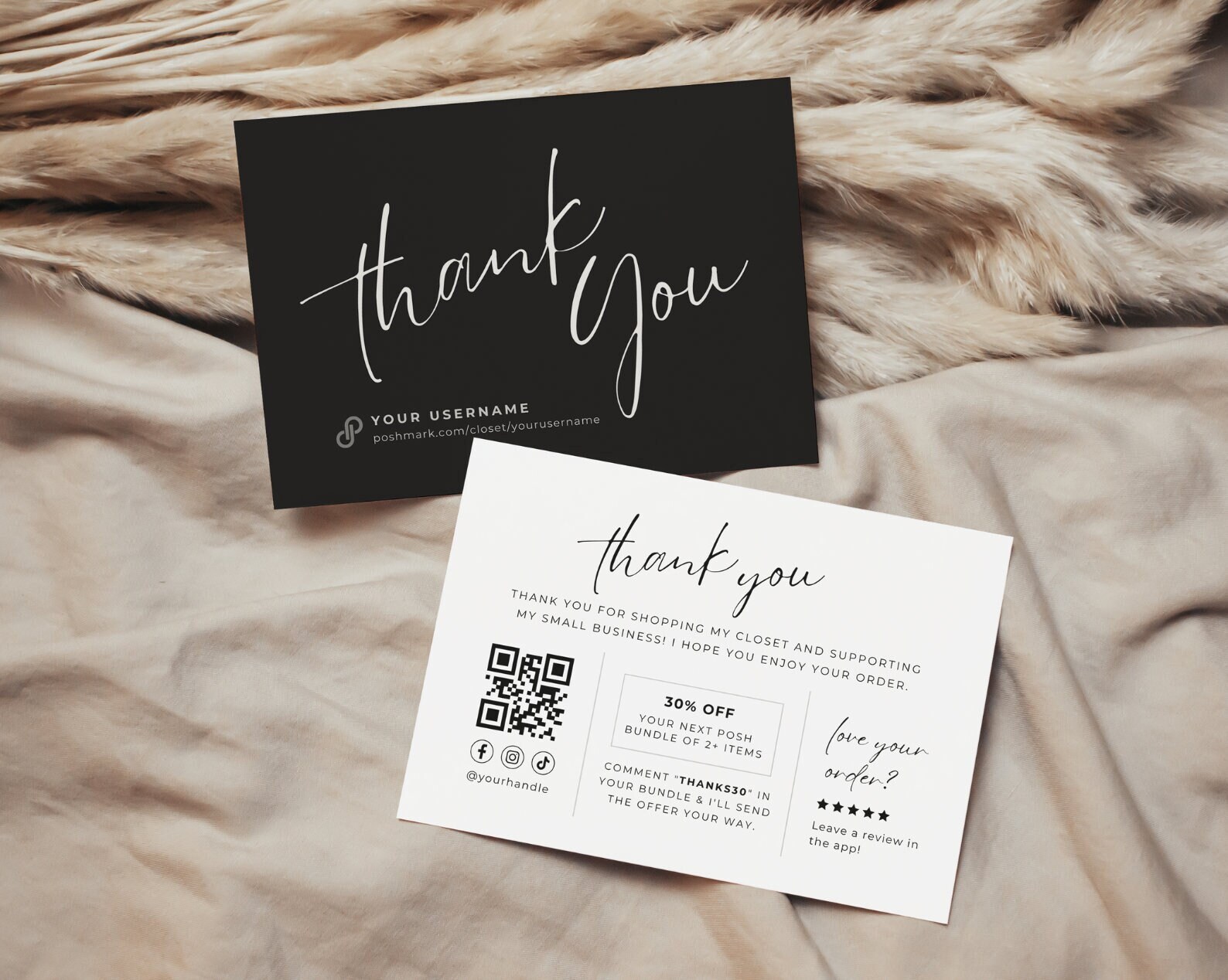 Poshmark Thank You Card Template, Canva Thanks for Your Purchase Card ...