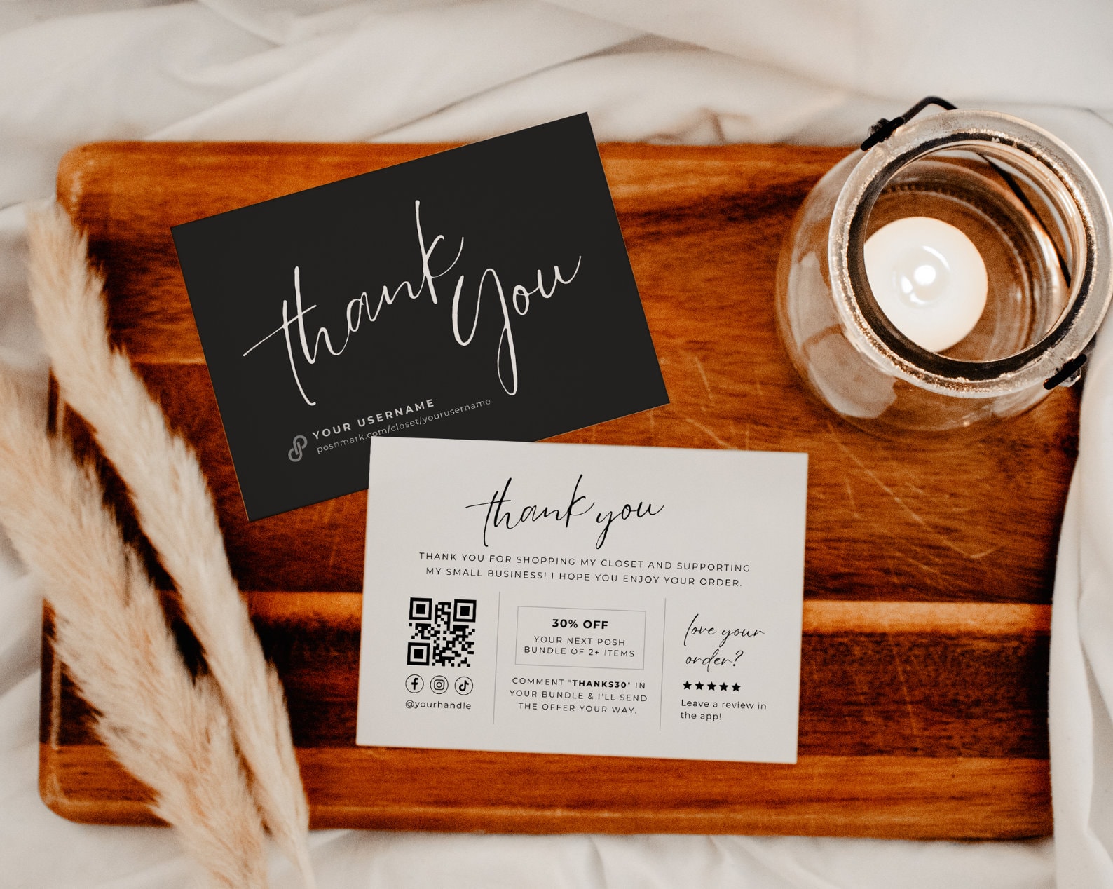 Poshmark Thank You Card Template, Canva Thanks for Your Purchase Card ...