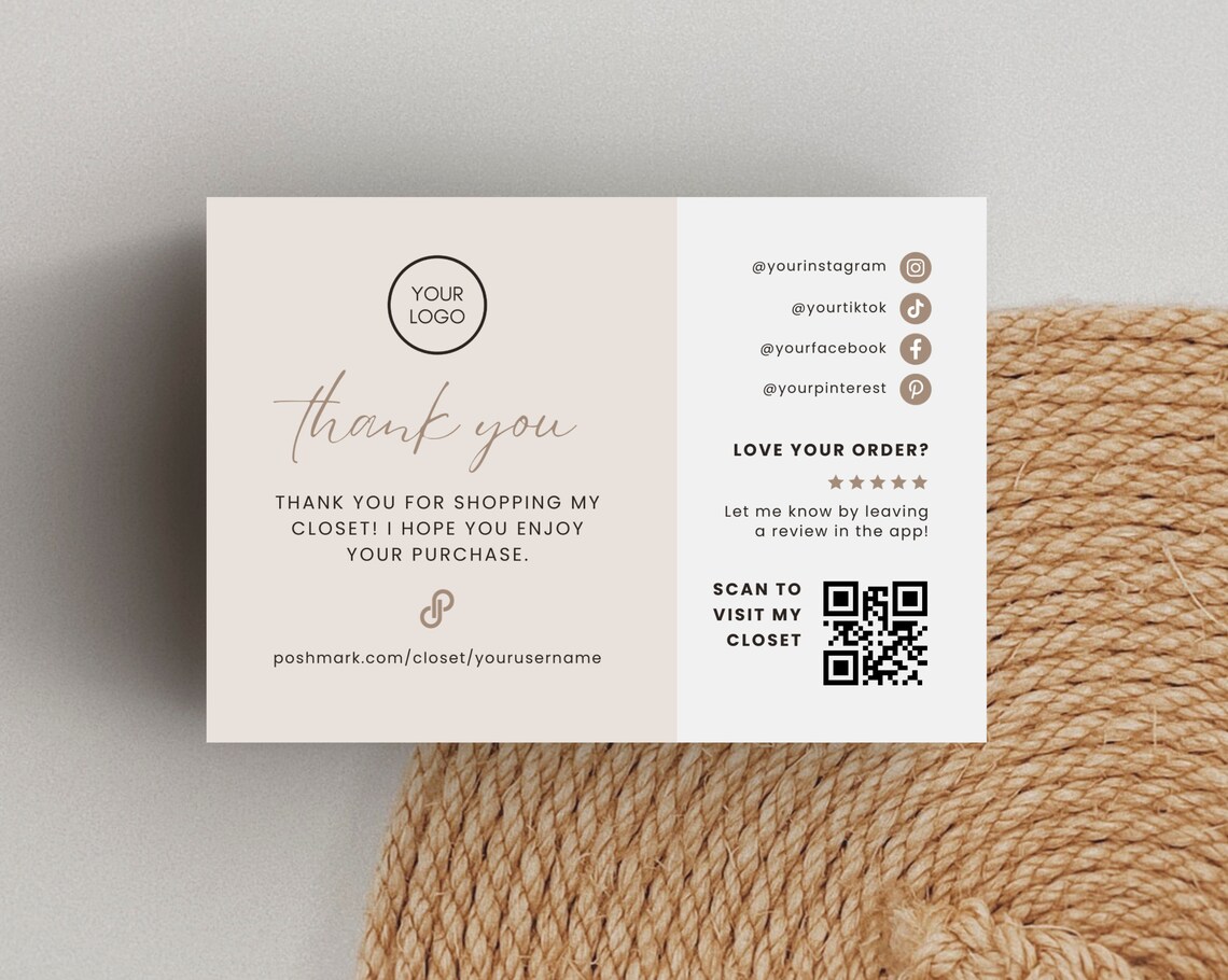 Poshmark Business Thank You Card Template, Editable Canva Template ...