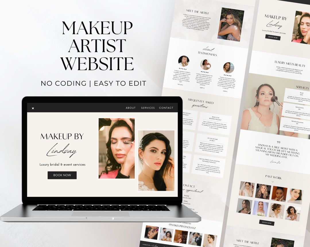 Makeup Artist Website Canva Template | Makeup Portfolio | Professional ...