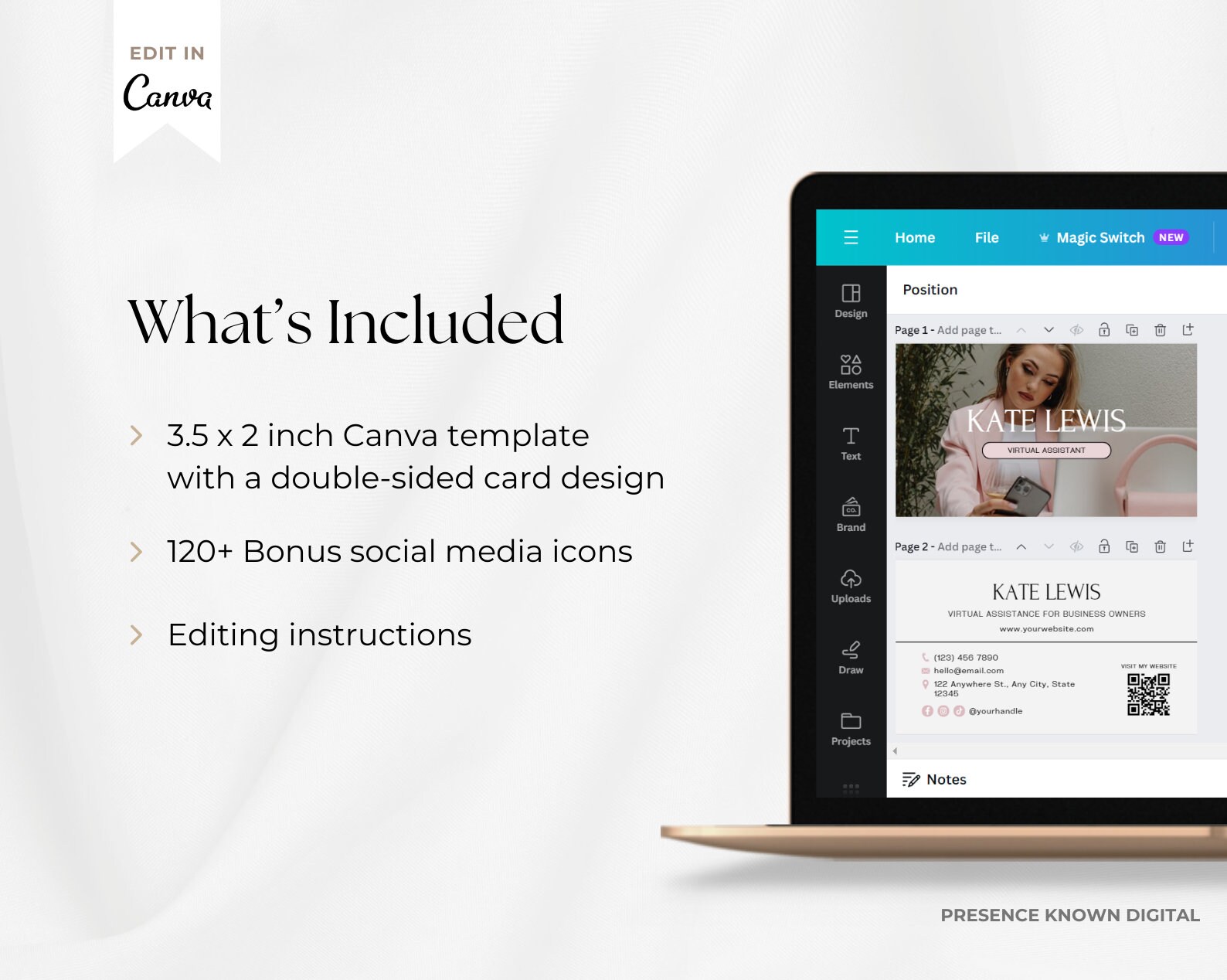 Virtual Assistant Business Card Template | Canva | Marketing Agency ...
