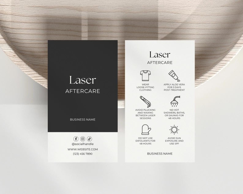 Laser Hair Removal Aftercare Card Template Canva | Editable Laser Hair ...