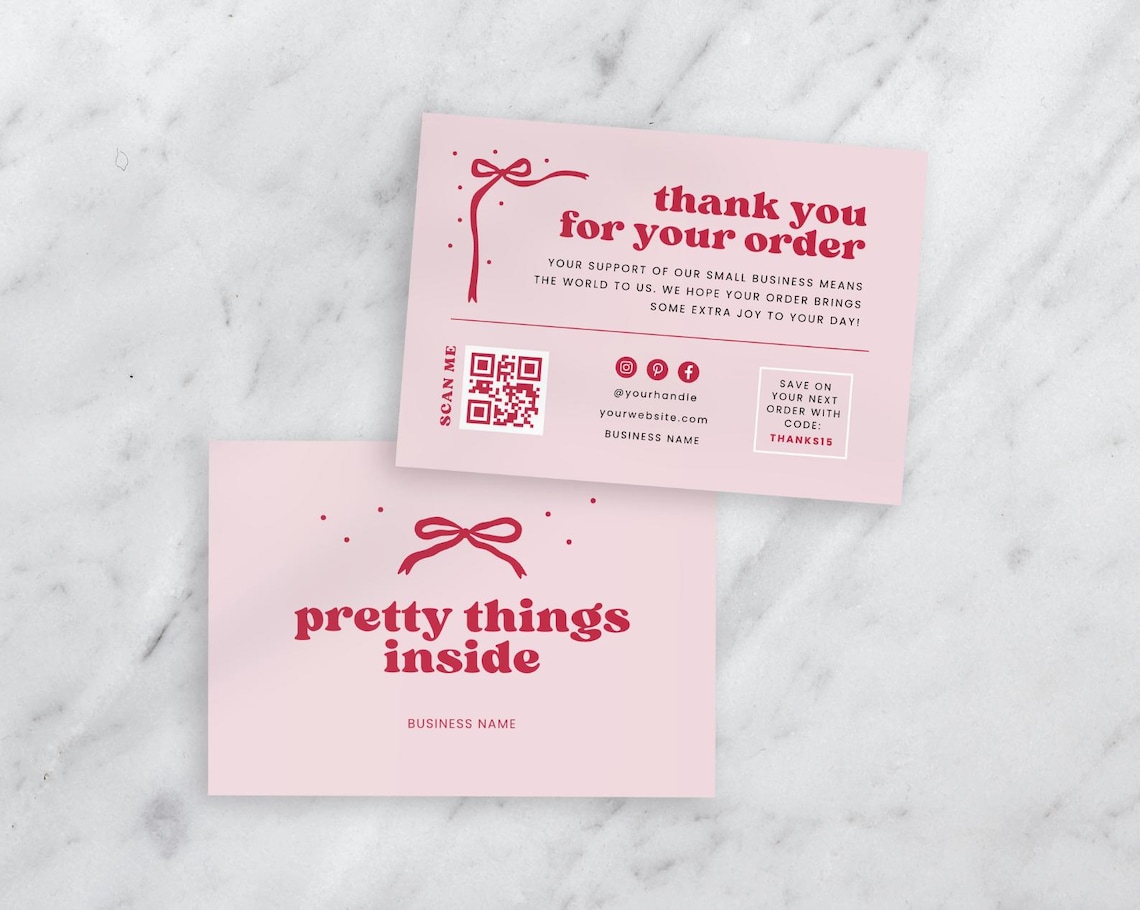 Kokette Rosa Bögen Geschäft Danke, Karte | Hübsche Dinge im Band Danke ...