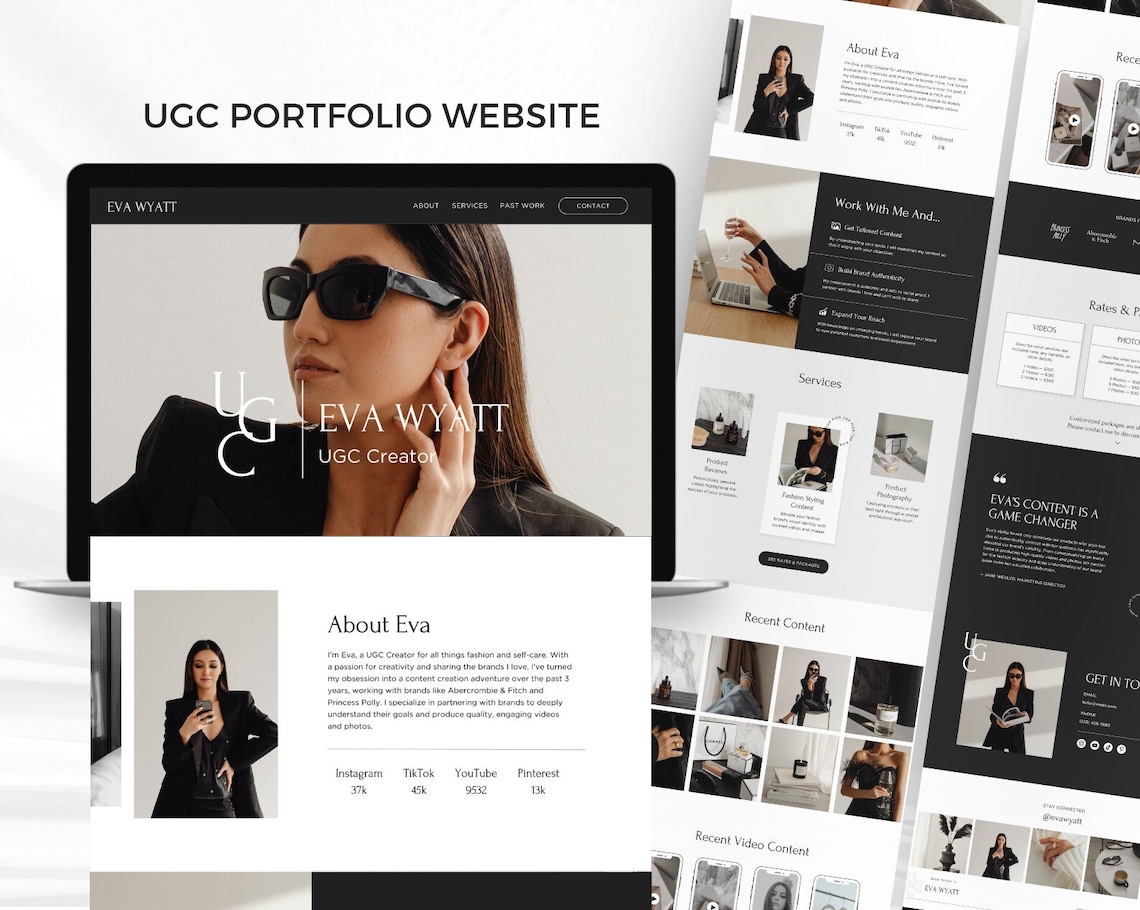 Modèle de site Web de portfolio UGC | Modèle de portfolio UGC Canva | Site Web Ugc Canva | Kit ...
