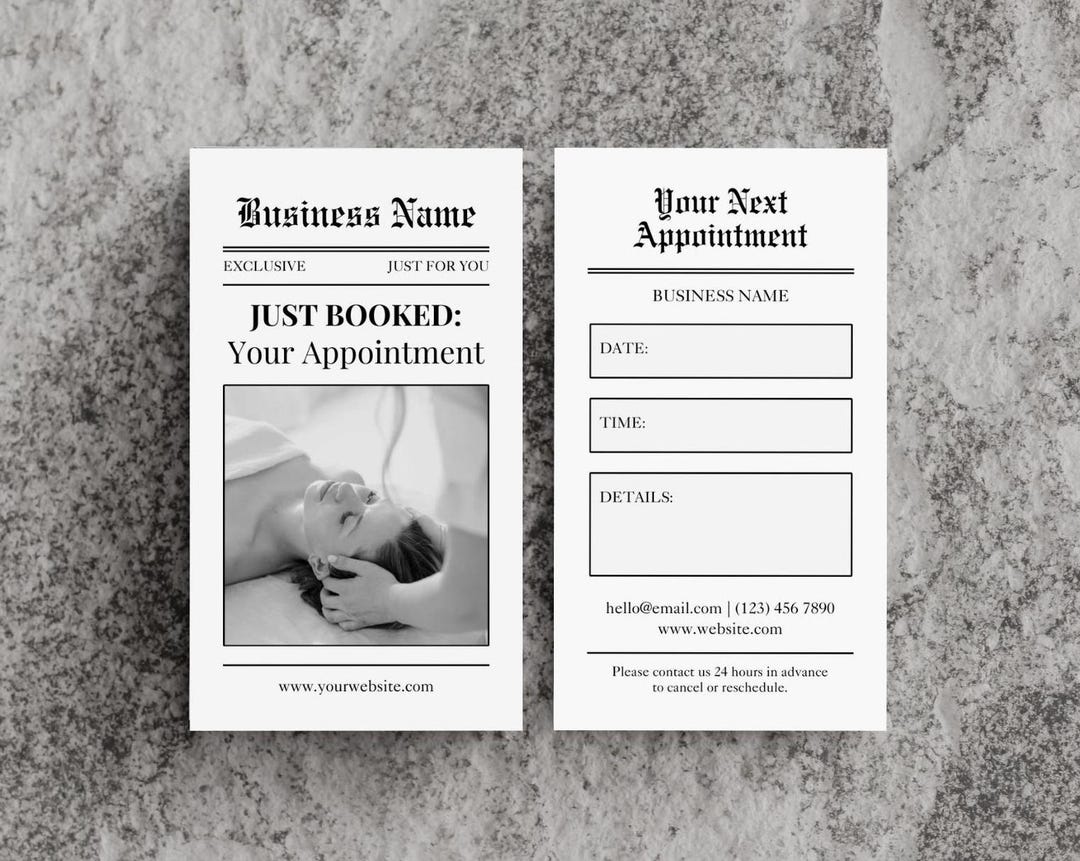 Appointment Reminder Card Template | Newspaper Business Card ...