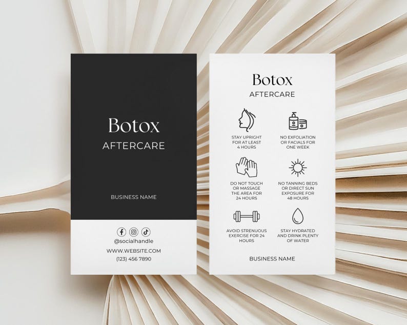 Botox Aftercare Card Template Canva | Editable Botox Care Card, Post ...