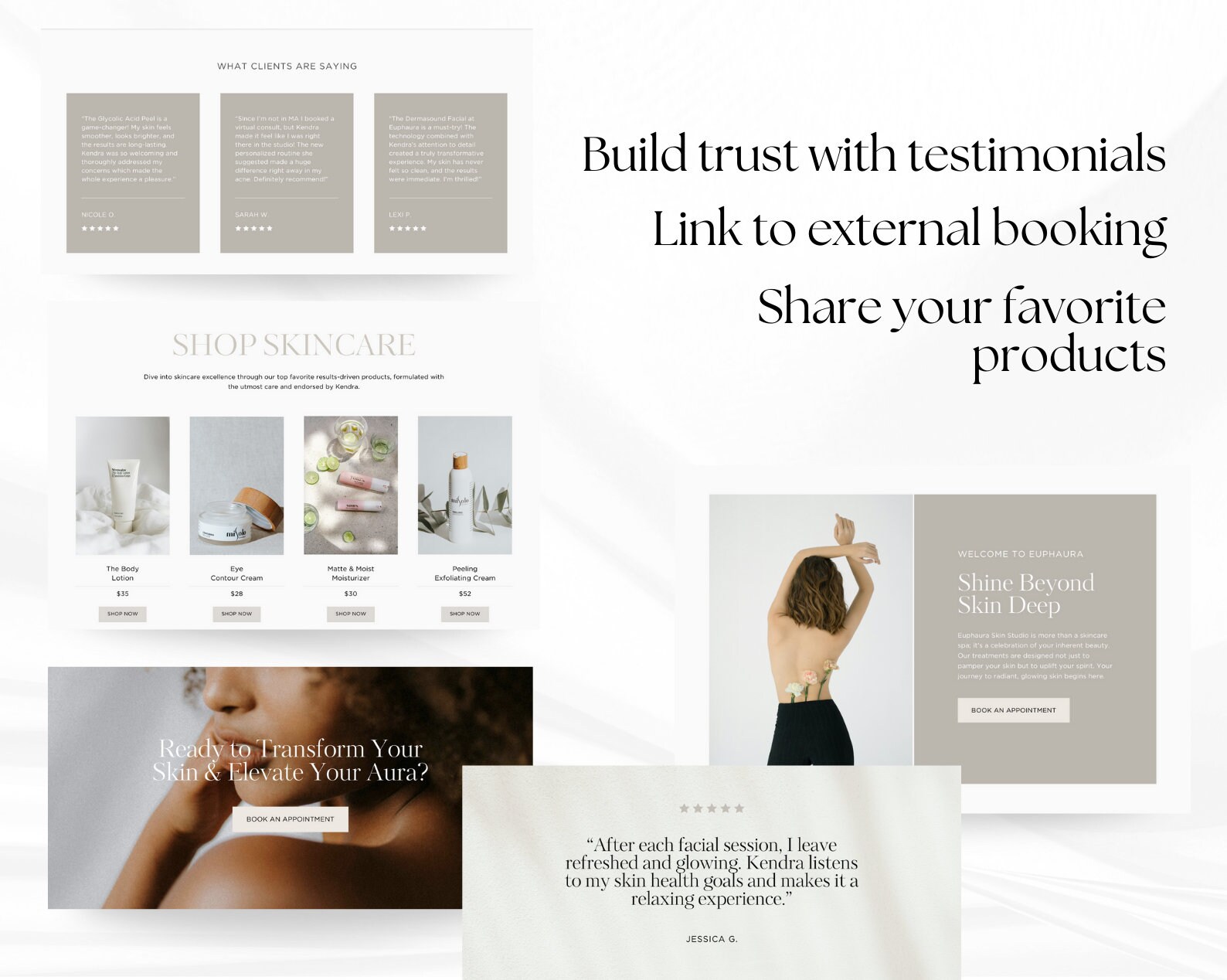 Esthetician Canva Website Template | Skin Care, Spa Canva Website ...