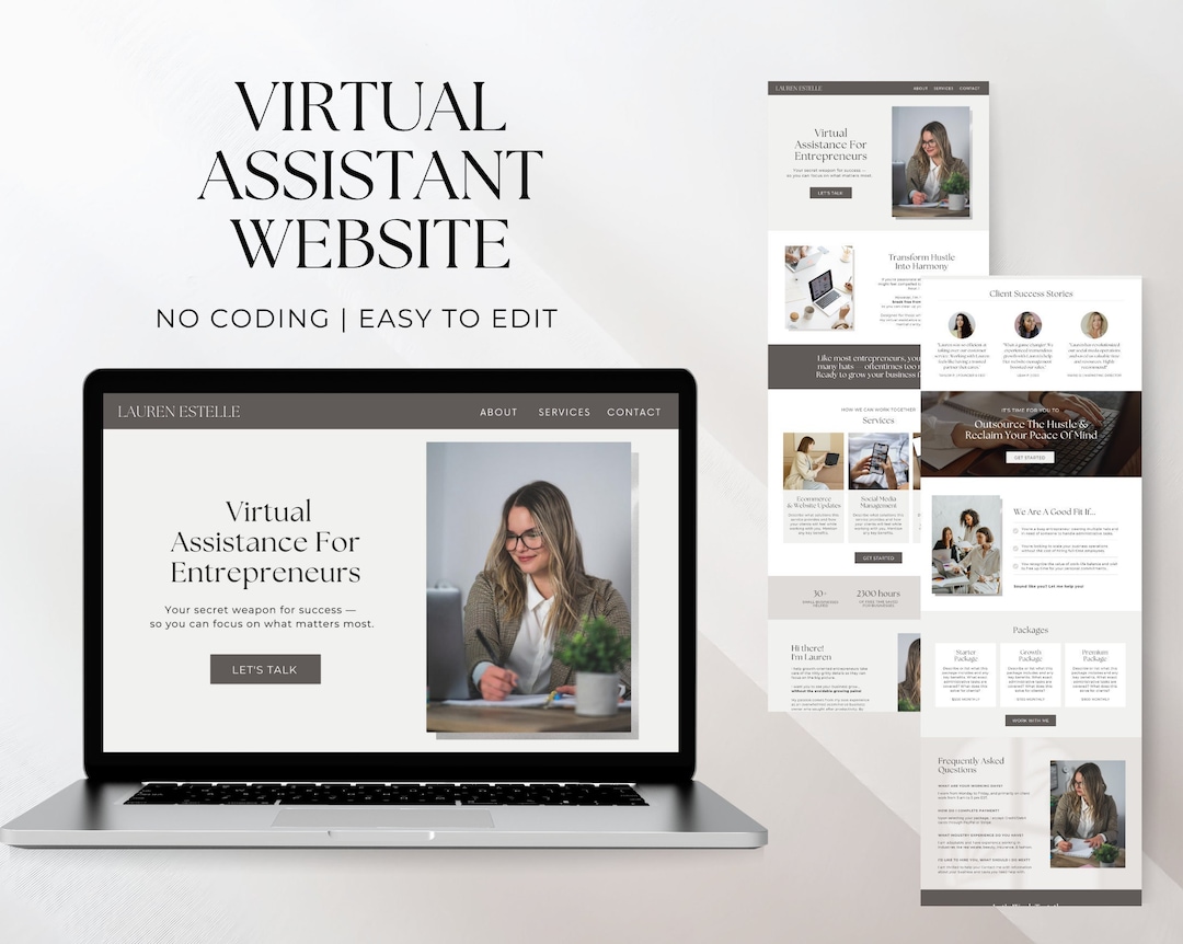 Virtual Assistant Canva Website Template | One Page Website | VA Website | Online Business ...