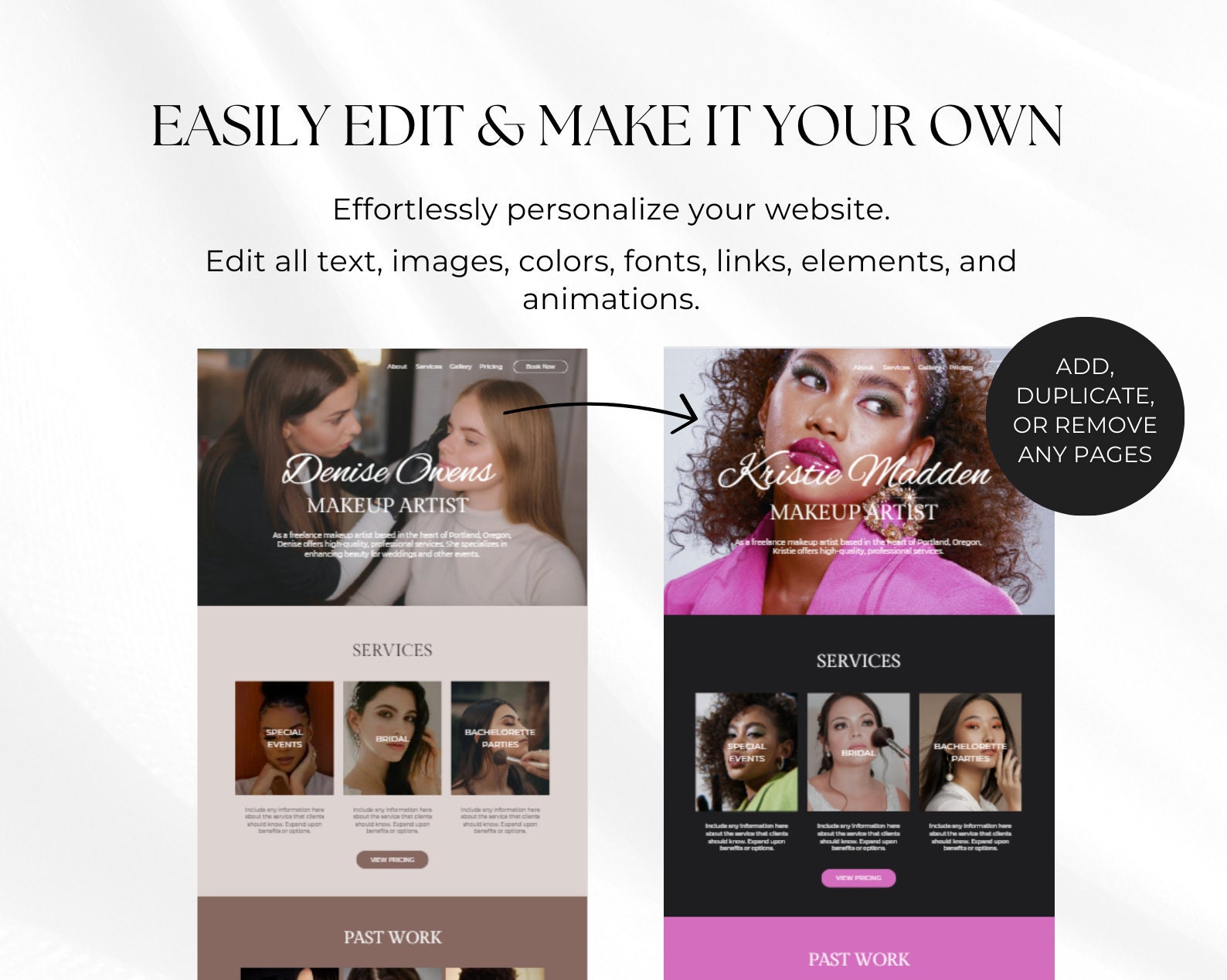 Makeup Artist Website Canva Template | Makeup Portfolio | Professional ...